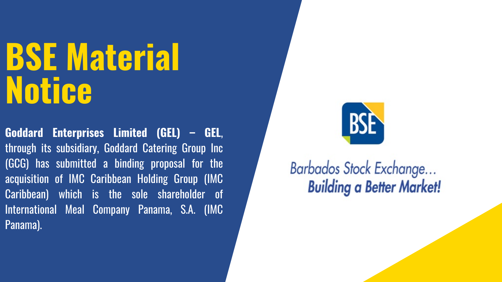Material Notice – Goddard Enterprises Limited – GEL Makes Bid For ...